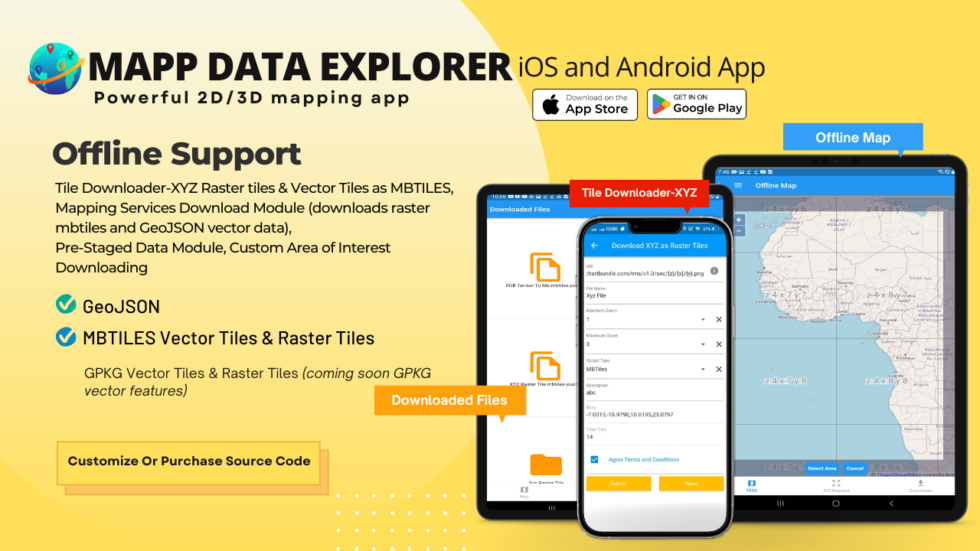 Map Data Explorer iOS/Android | Portfolio of Services and Data